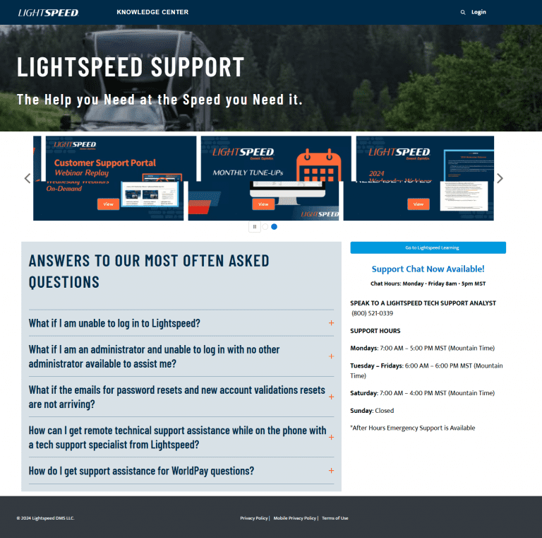 Dealer Support | Lightspeed